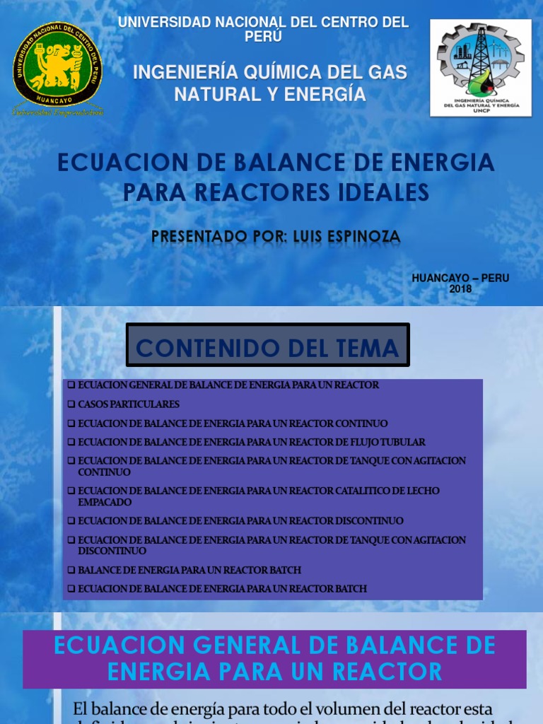 Ecuacion de Balance de Energia para Reactores Ideales | PDF | Reactor Quimico | Entalpía