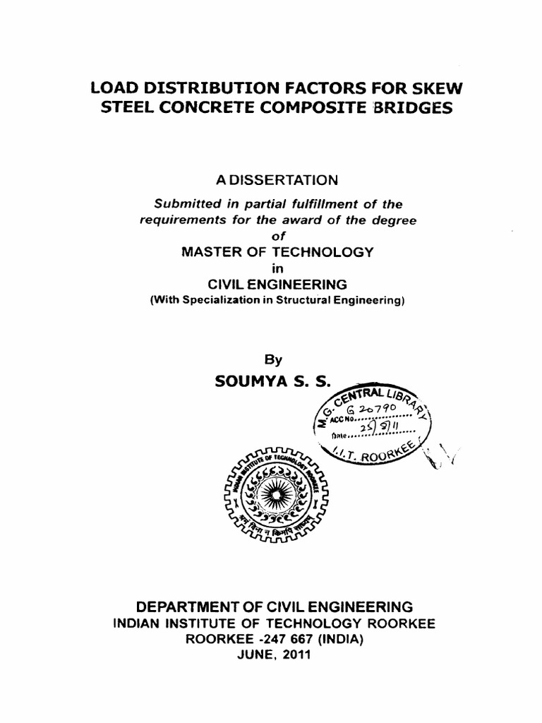 Load Distribution Factors For Skew Steel Concrete Composite Bridges ...