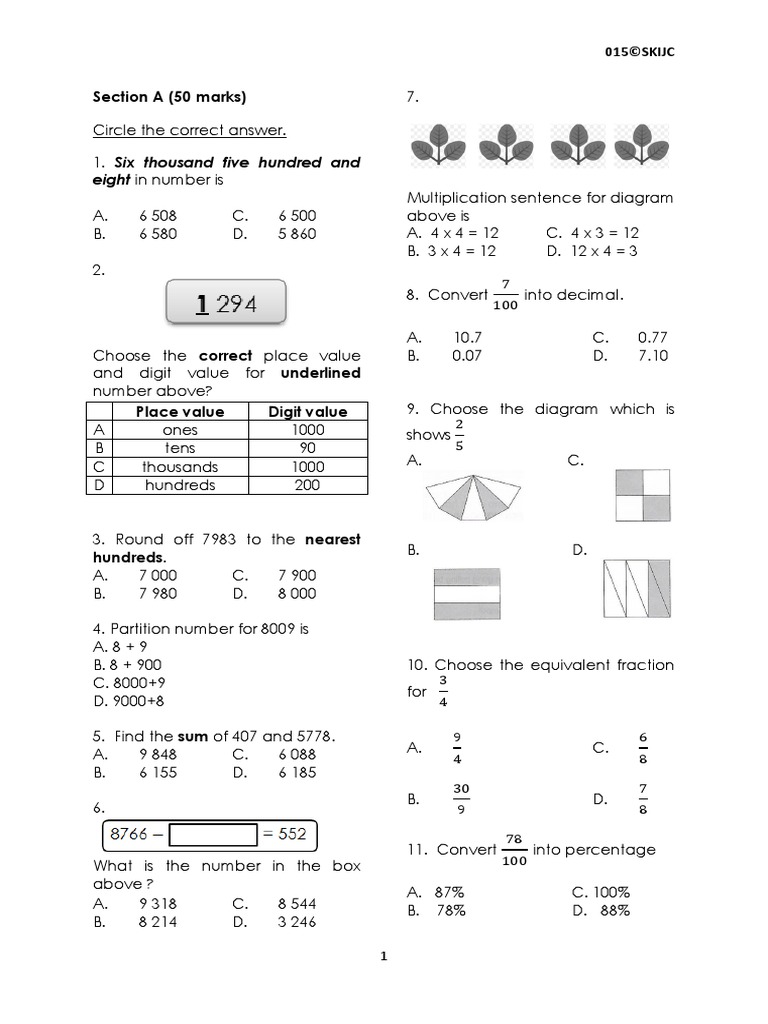 Section A PAT 18 | PDF | Mathematical Notation | Teaching Mathematics