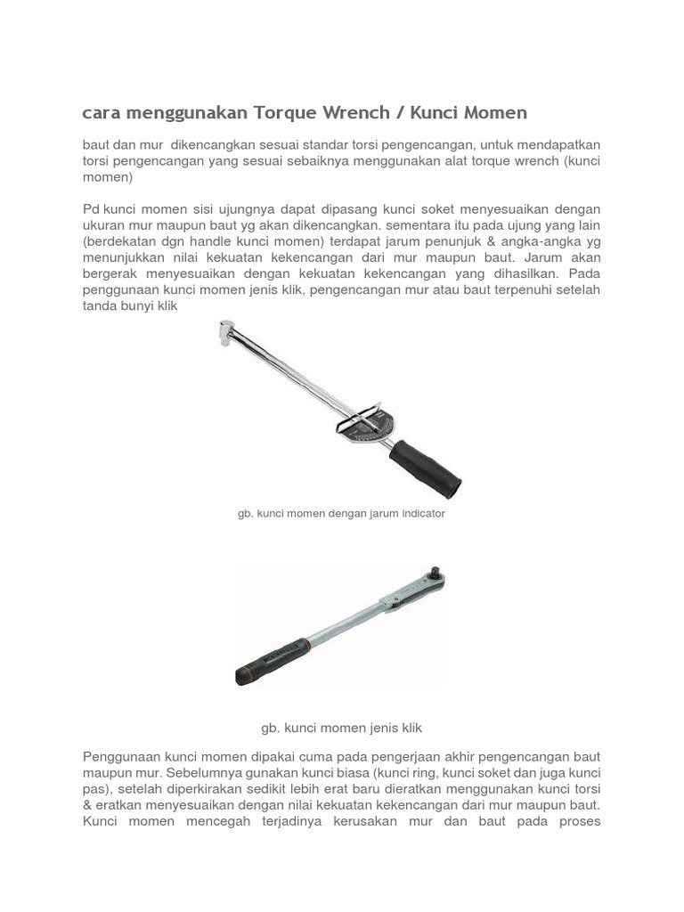 Cara Menggunakan Torque Wrench PDF
