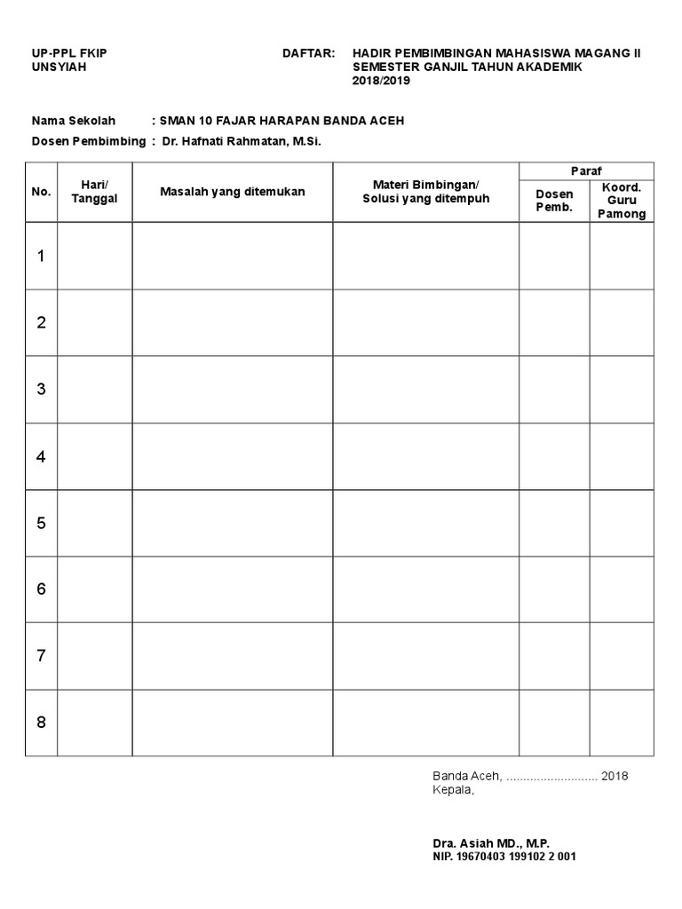 Absen Dosen Pembimbing | PDF