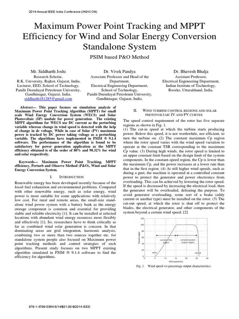 Maximum Power Point Tracking and MPPT Efficiency For Wind and Solar ...