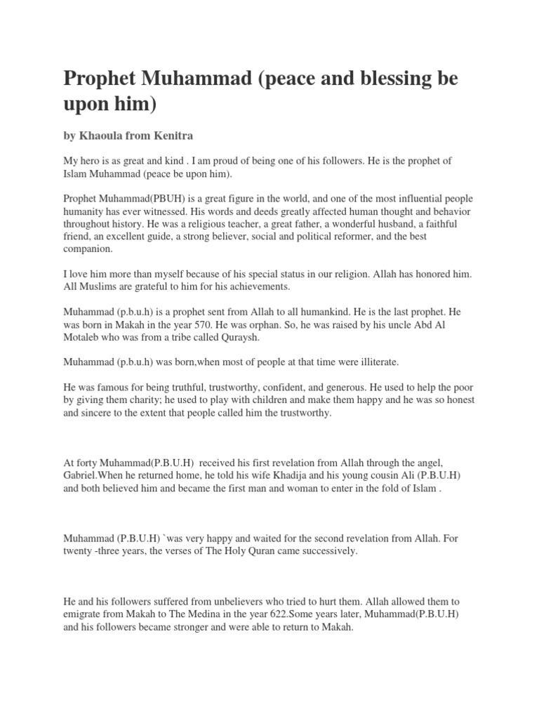 Prophet Muhammad PBUH My Hero | PDF | Muhammad | Religious Behaviour ...