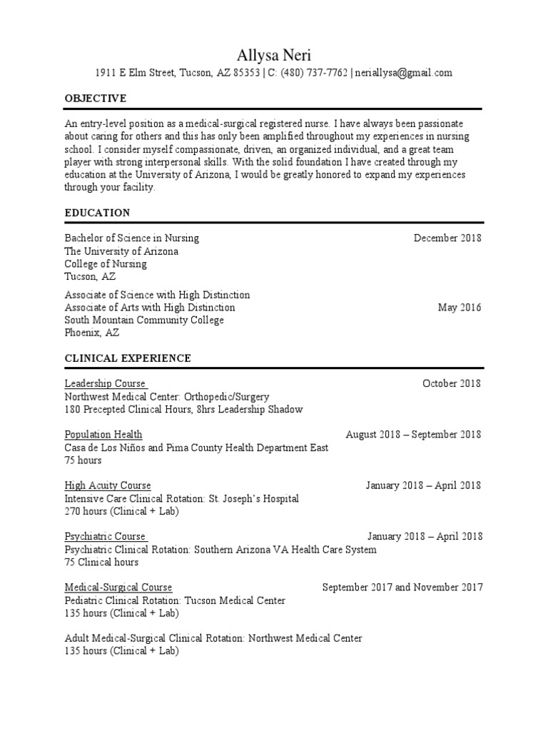 Northwest Resume | PDF | Arizona | Hospital