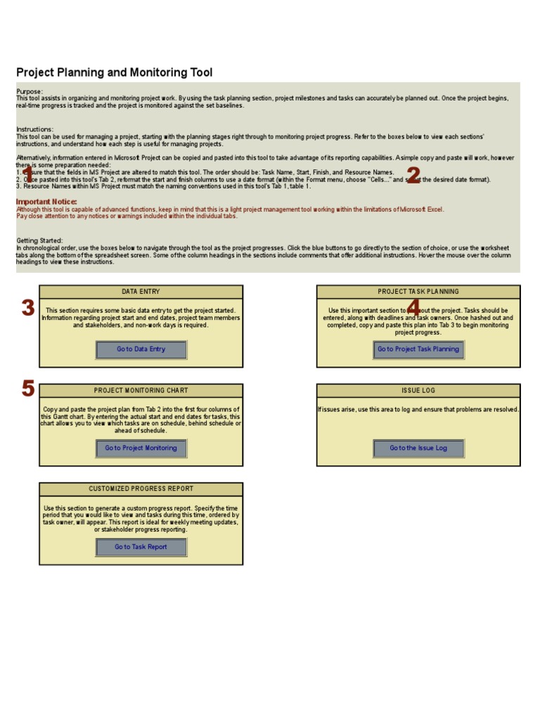 Project Scheduling and Monitoring Tool | PDF | Microsoft Excel | Computing