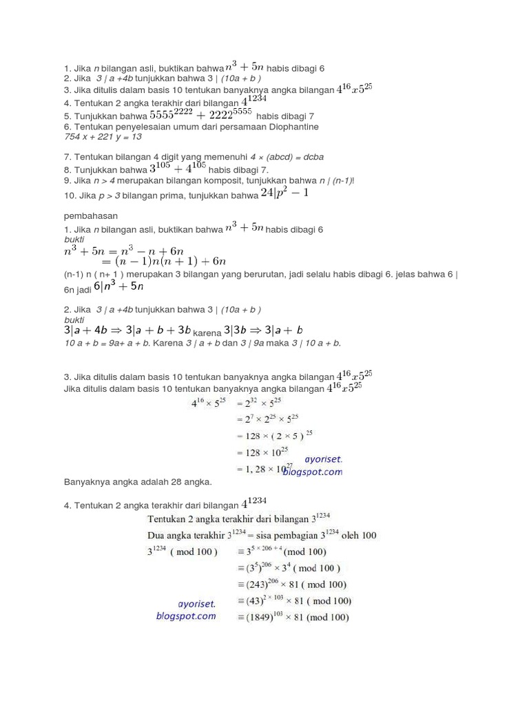 Soal Teori Bilangan | PDF