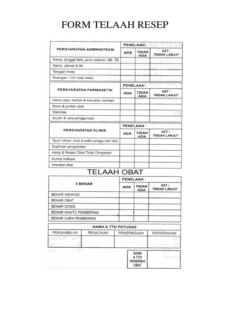 Bukti Telaah Resep | PDF