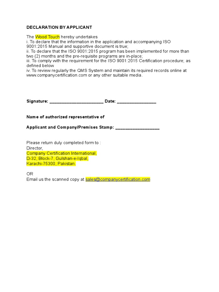 QMS Declaration | PDF | Quality Management | Quality Management System