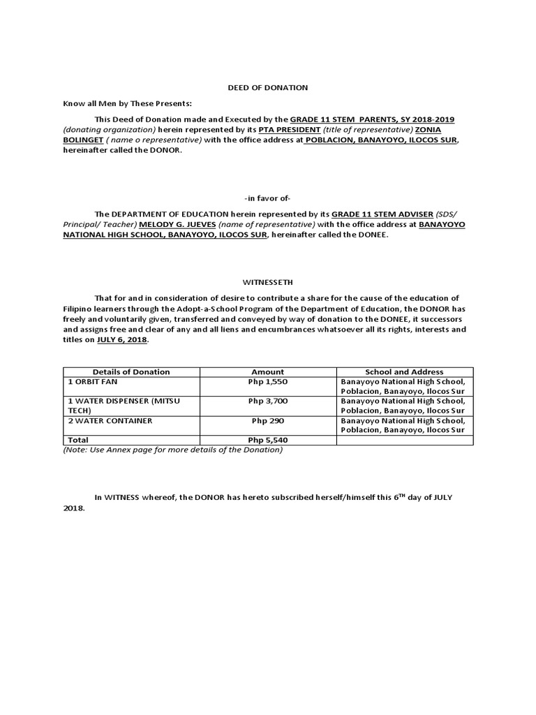 Deed of Donation | Download Free PDF | Real Estate Law | Common Law