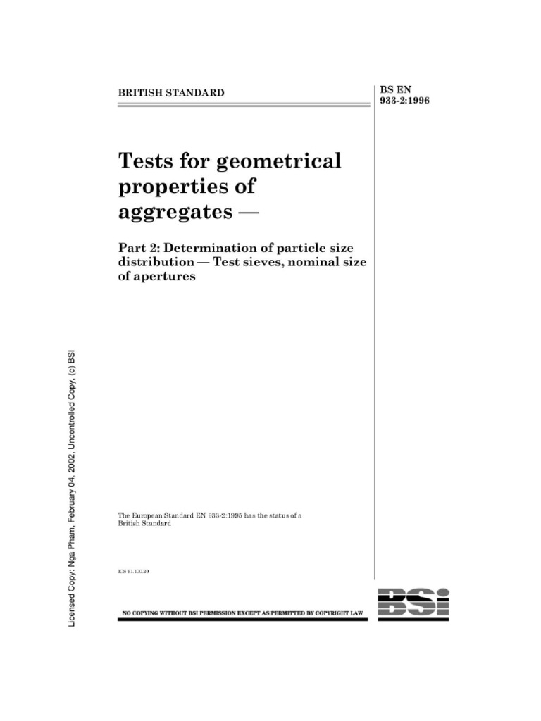 BS en 933-2 | PDF