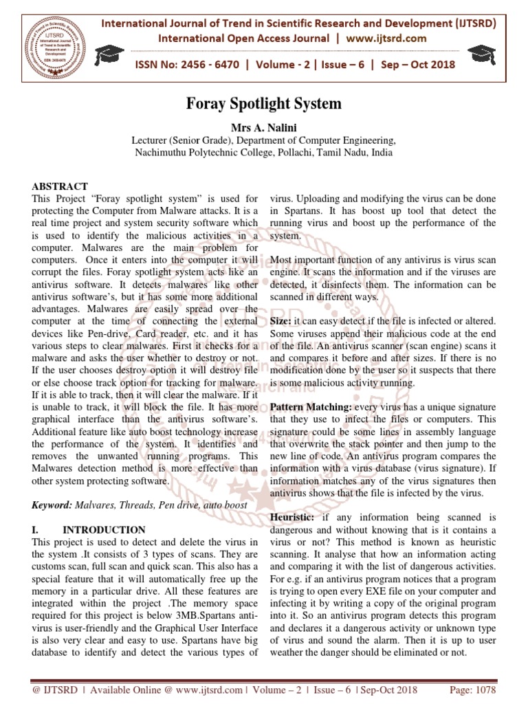Foray Spotlight System | PDF | Computer Virus | Antivirus Software