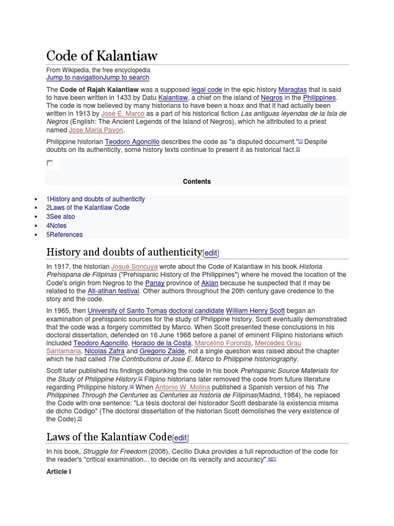 Code of Kalantiaw: History and Doubts of Authenticity | PDF | Philippines