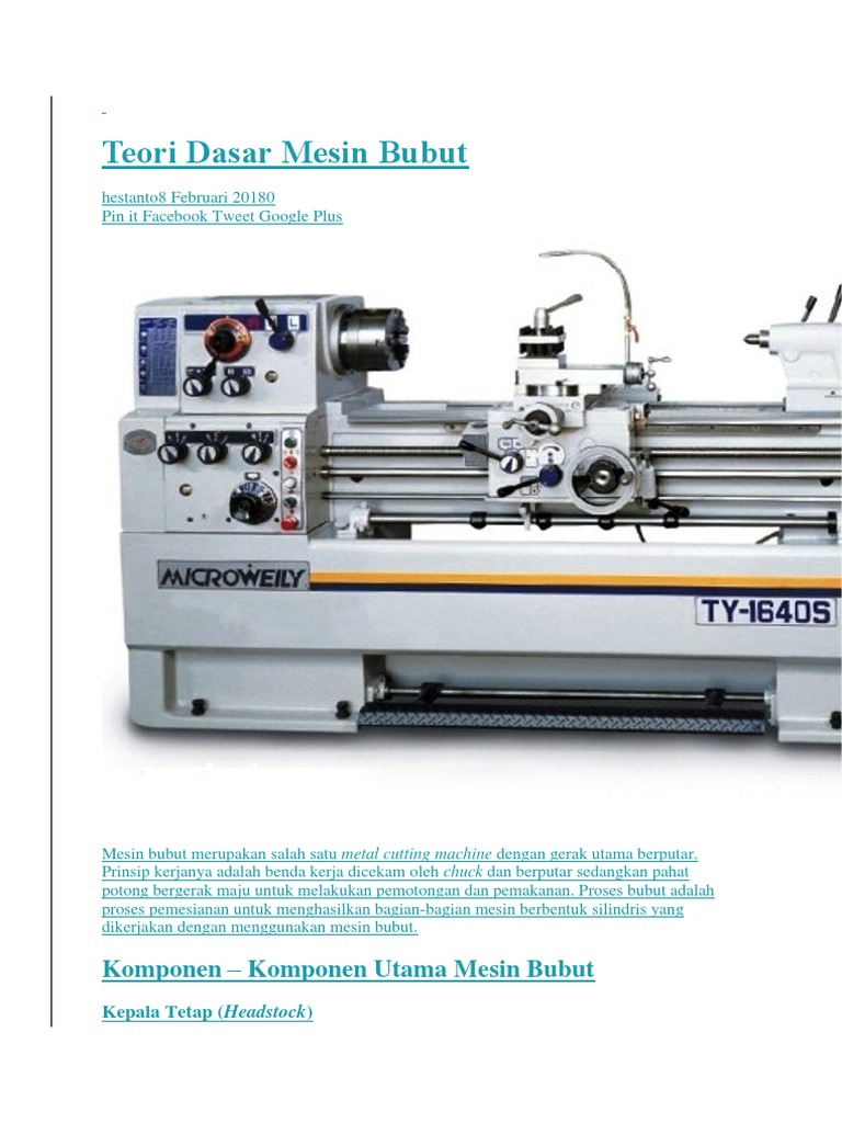 Teori Dasar Mesin Bubut | PDF