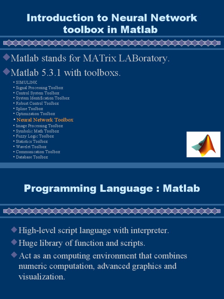 Introduction To Neural Network Toolbox in Matlab: Matlab Stands For ...