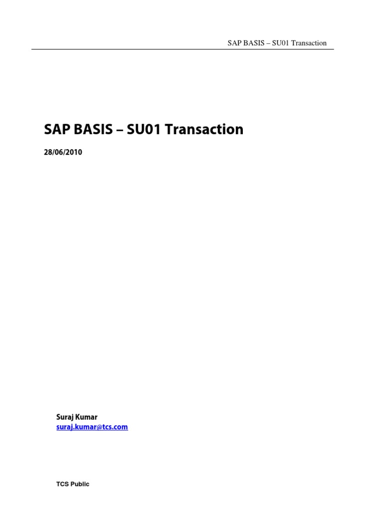 Sap Basis Su01 User Id Creation Pdf User Computing Login