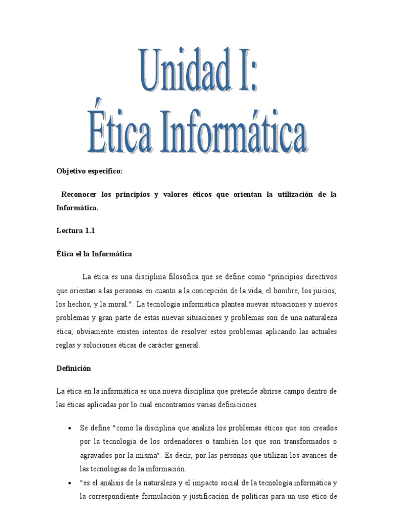 Ética en la Informática: Principios y Valores | PDF | Science | Información