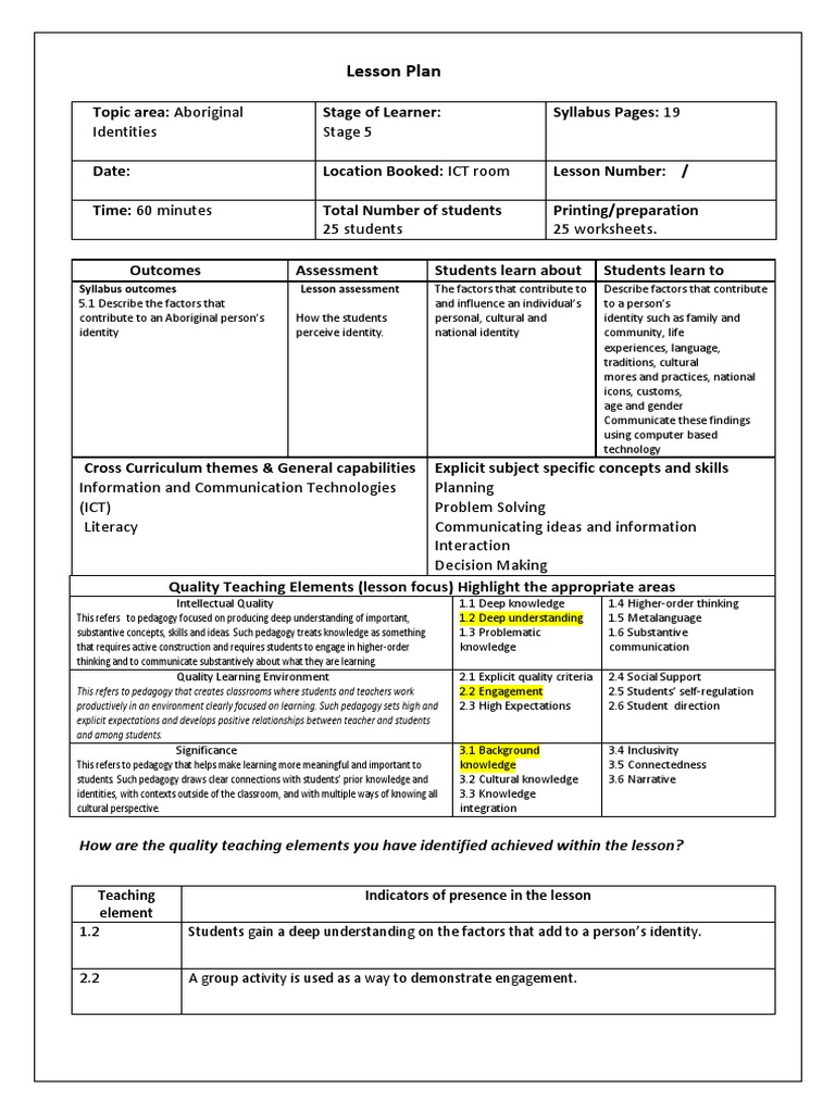Lesson Plan: Identities Stage 5 | PDF | Pedagogy | Educational Technology