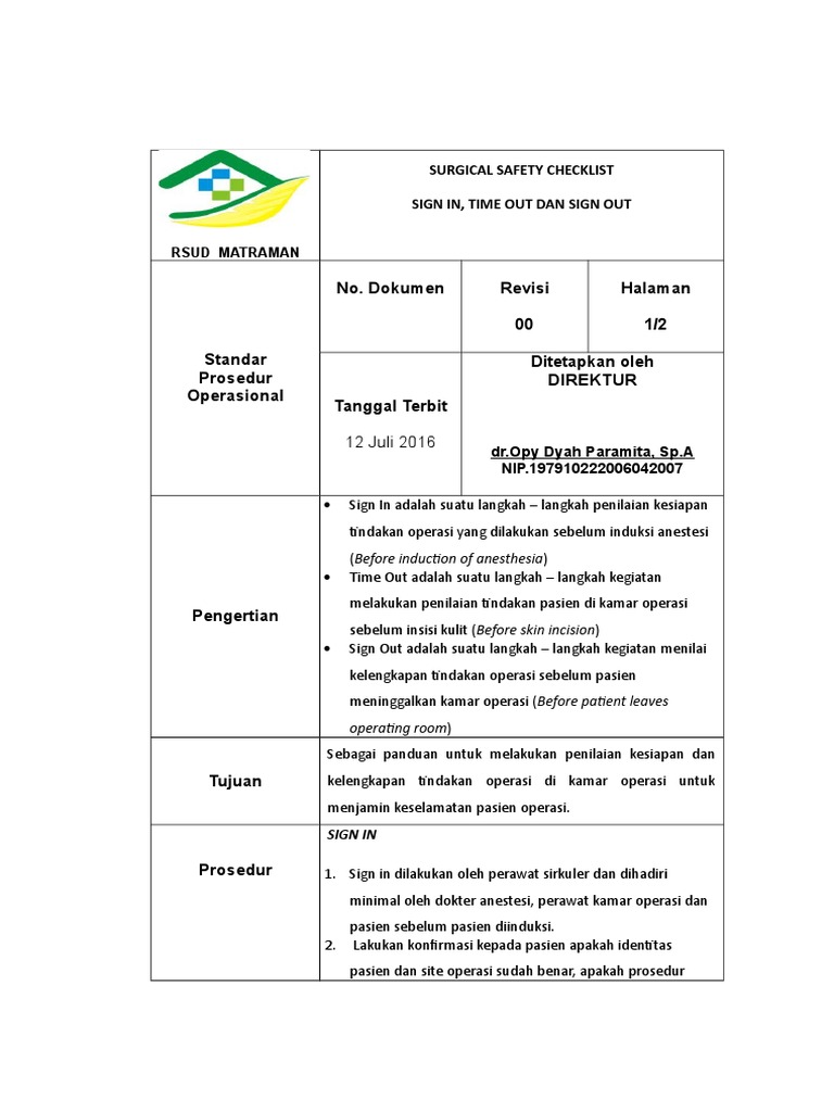 Spo Surgical Checklist | PDF