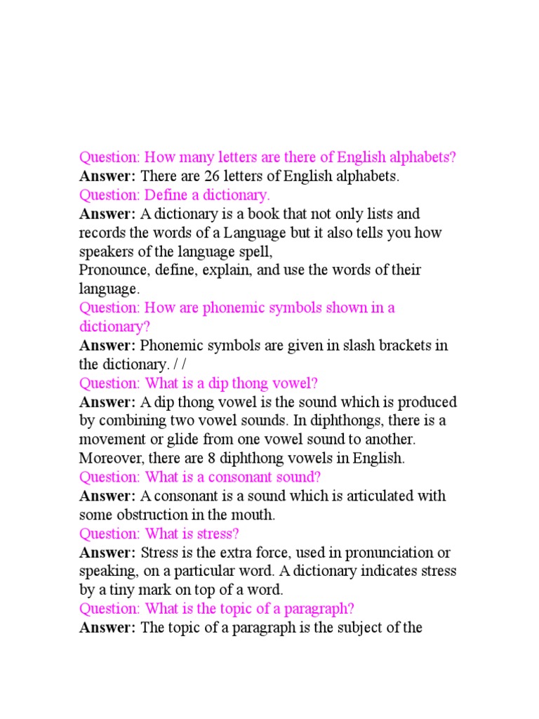 Eng101 English Comprehension Short Questions Answers Notes | English ...