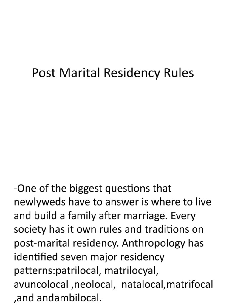 Post Marital Residency Rules | PDF | Family | Marriage