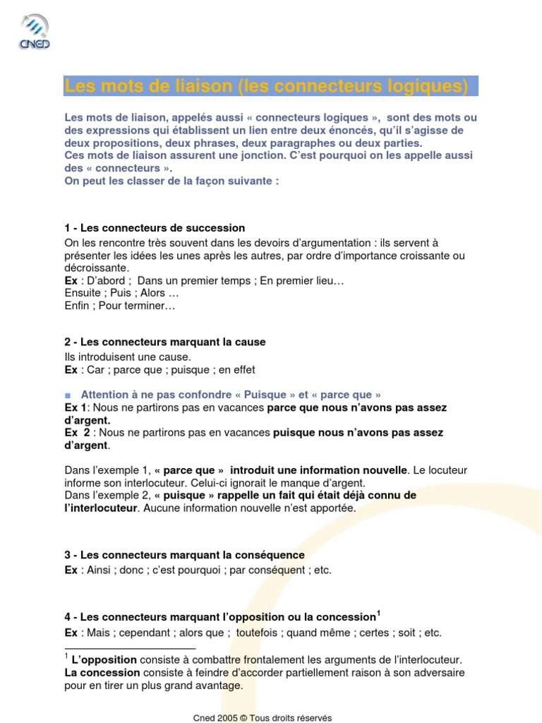 Mots Liaison | PDF