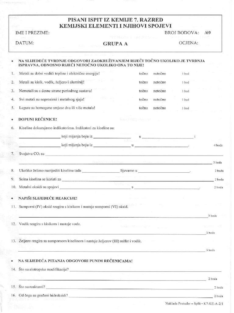 Kemijski Elementi I Njihovi Spojevi PDF | PDF