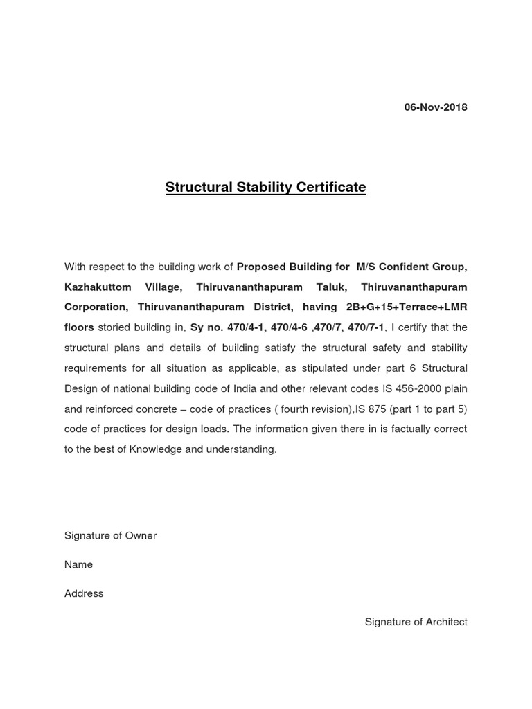 Stability Certificate