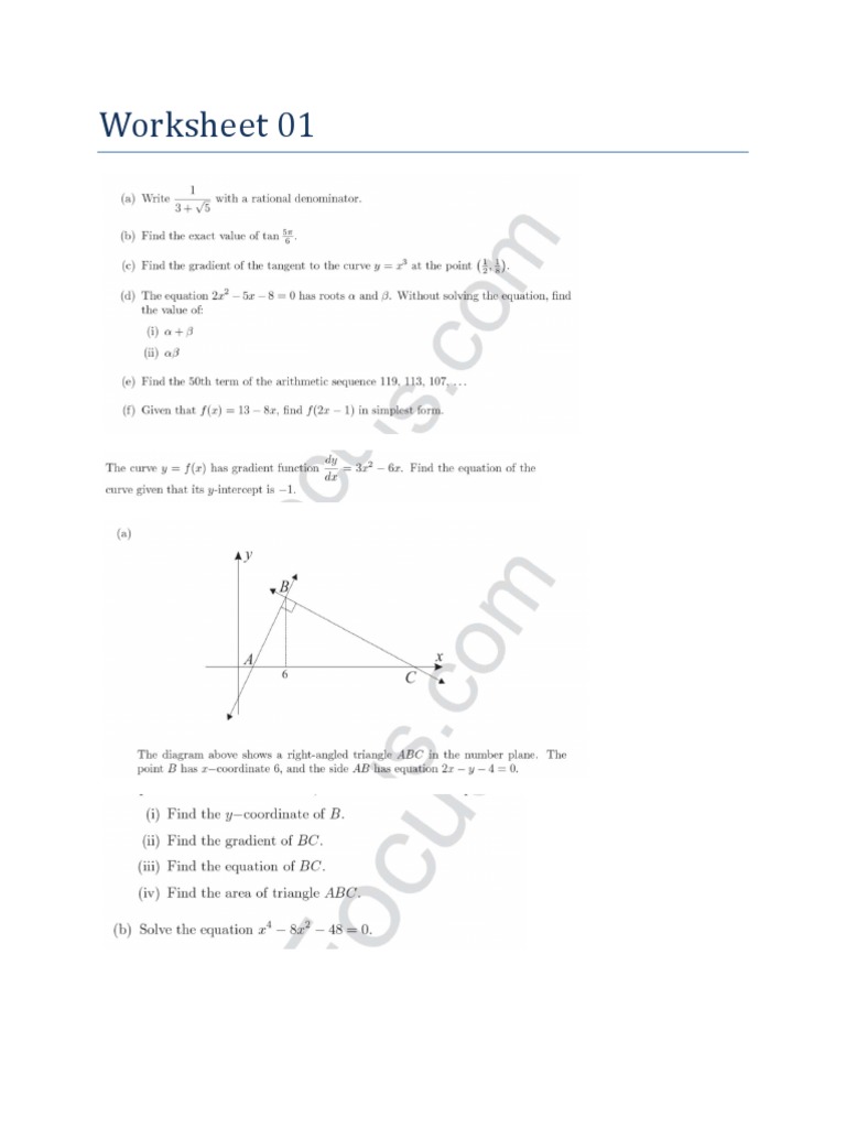 HSC Mathematics Worksheet | PDF | Science | Teaching Mathematics
