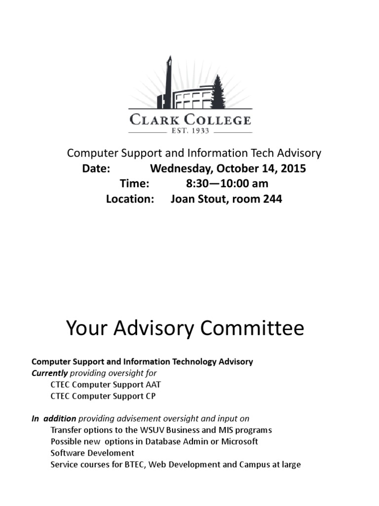 Computer Support & IT Advisory Meeting | PDF | Computer Programming ...