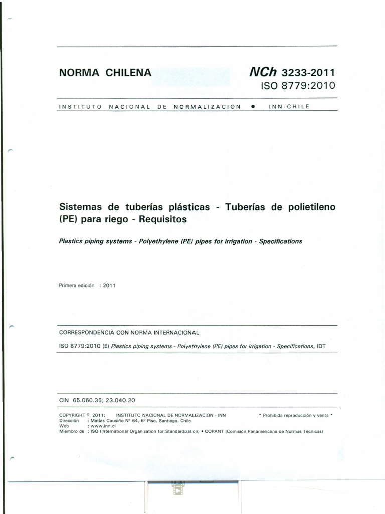 NCH 3233 PDF | Descargar gratis PDF | Falla (geología) | Tubería (transporte de fluidos)