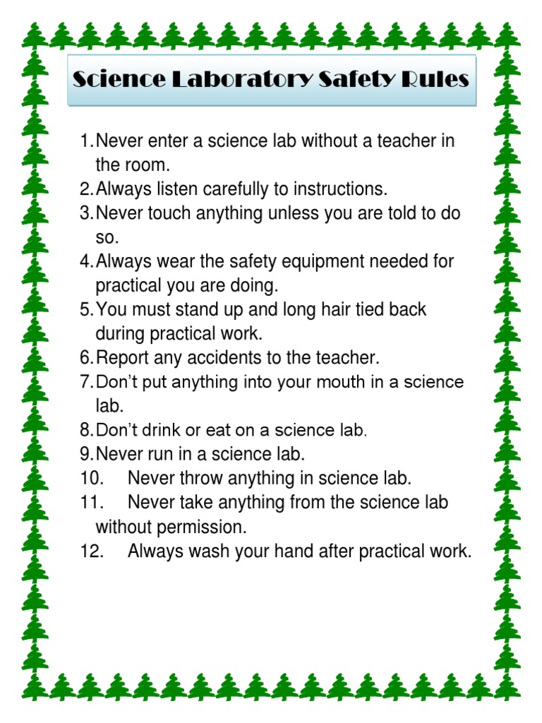 Science Laboratory Safety Rules | PDF