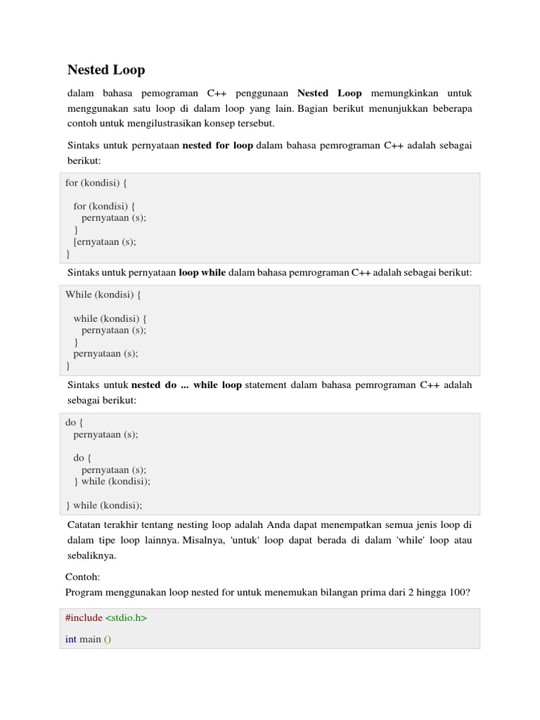 Nested Loop Dan Array | PDF
