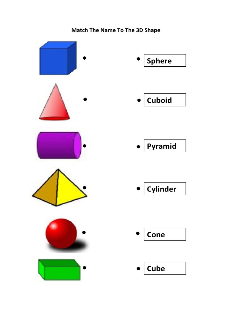 3D Shape Name Matching Game | PDF