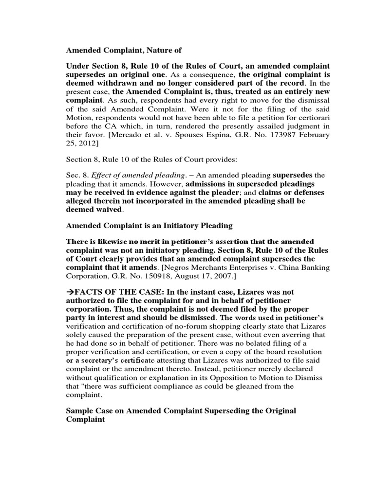 Amended Complaint | PDF | Pleading | Complaint