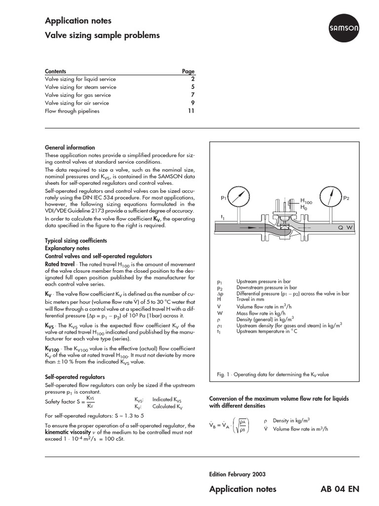 Samson Pressure Reducing Valve PDF | PDF | Density | Gases