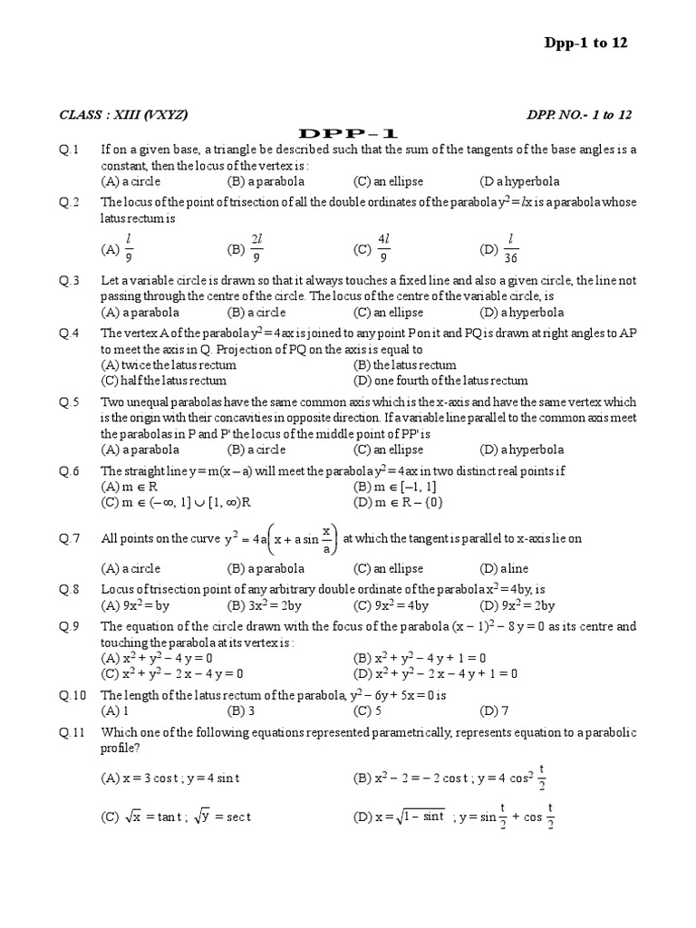 Conic Section | PDF | Ellipse | Perpendicular