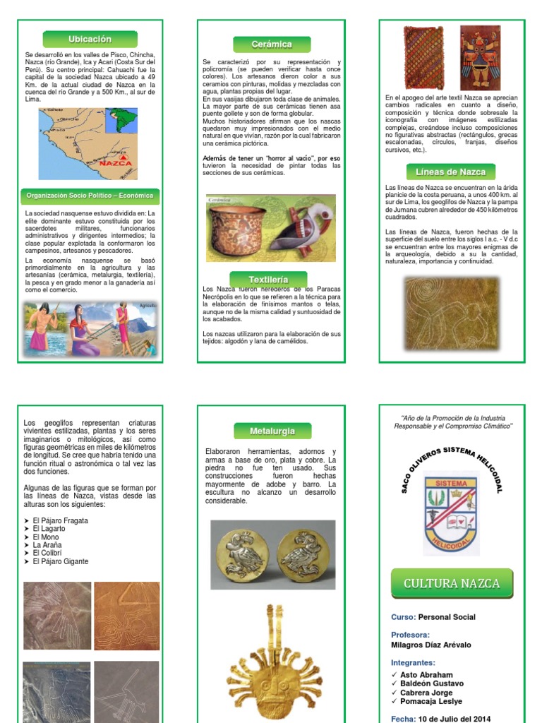 Triptico Cultura Nazca | PDF | Cultura (general) | Arqueología Triptico Cultura Nazca | PDF | Cultura (general) | Arqueología