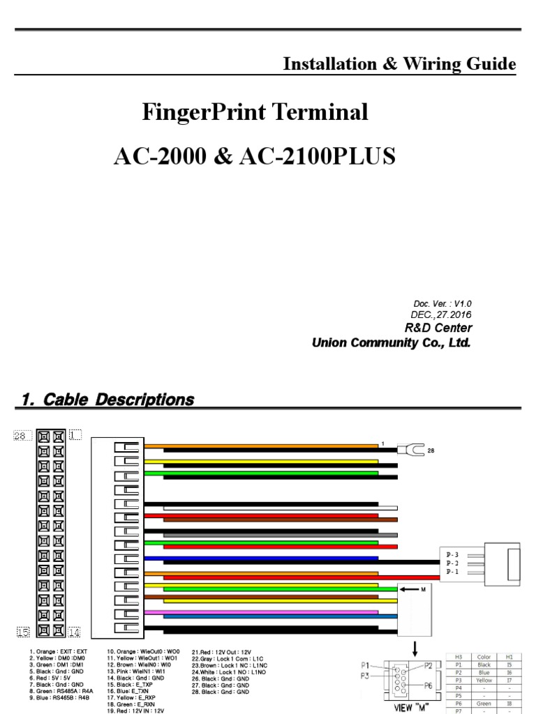 Fingerprint Terminal Ac-2000 & Ac-2100Plus: Installation & Wiring Guide | PDF | Computer ...