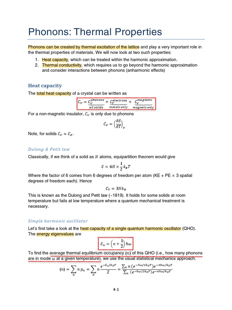 Phonon Properties and Heat Capacity | PDF | Phonon | Thermal Conductivity