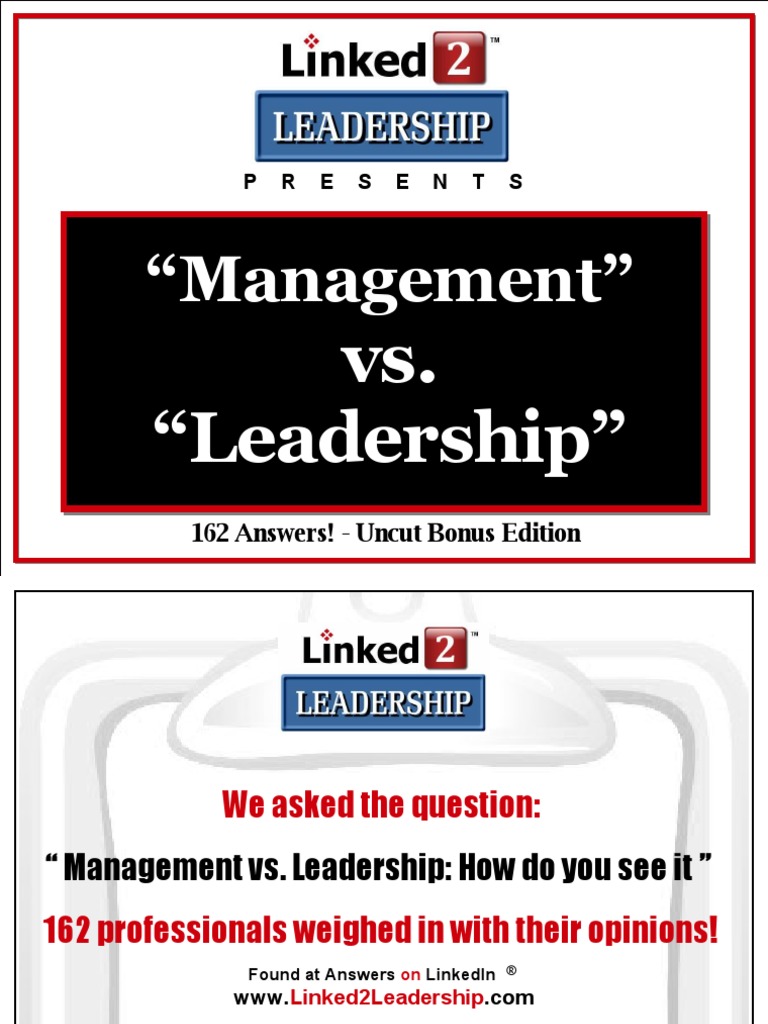 Management Vs Leadership | PDF | Leadership | Goal
