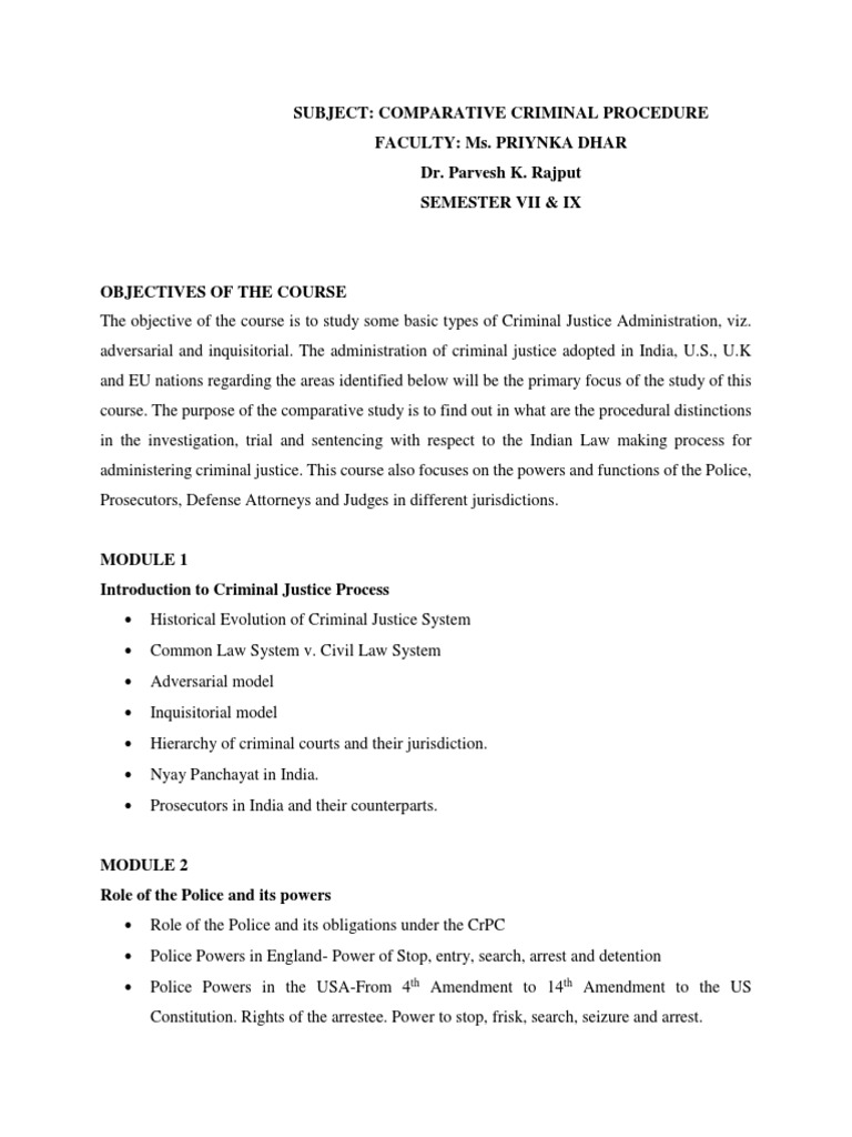 Comparative Criminal Procedure Updated Syllabus-2 | PDF | Prosecutor ...
