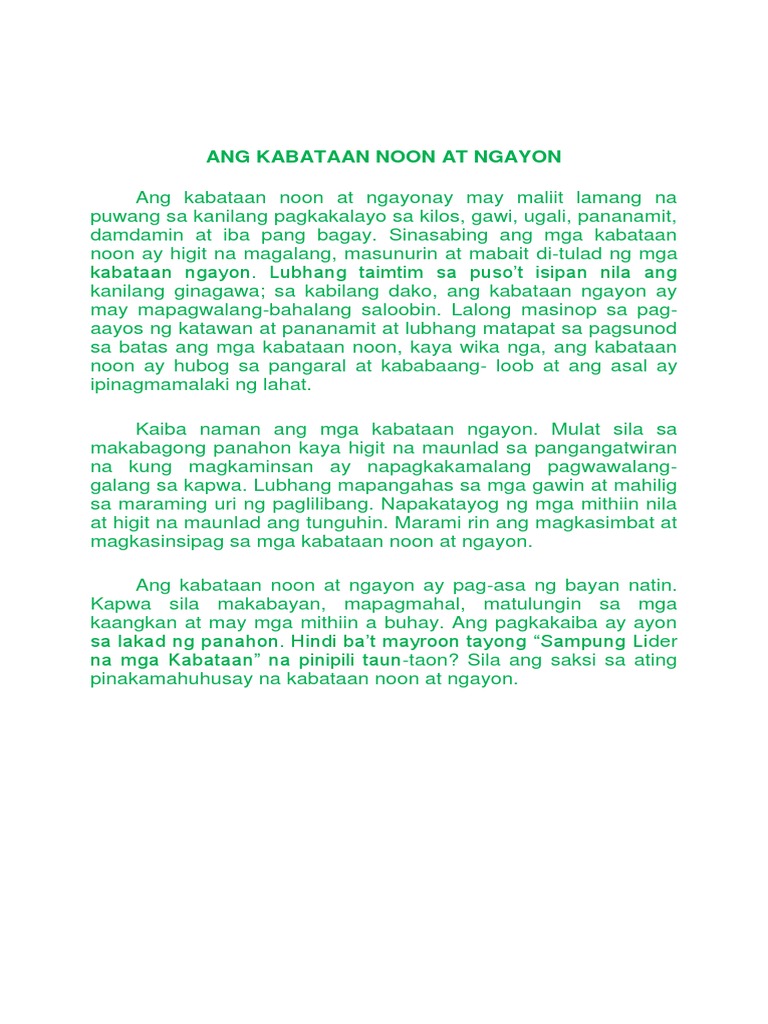 Katangian Ng Mga Kabataan Noon At Ngayon | ngayonpulutong Katangian Ng Mga Kabataan Noon At Ngayon | ngayonpulutong