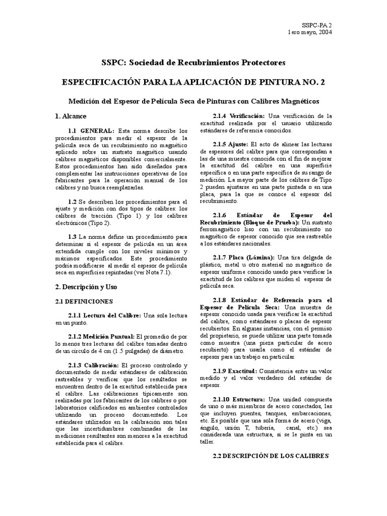 SSPC-PA2 Español | PDF | Calibración | Revestimiento