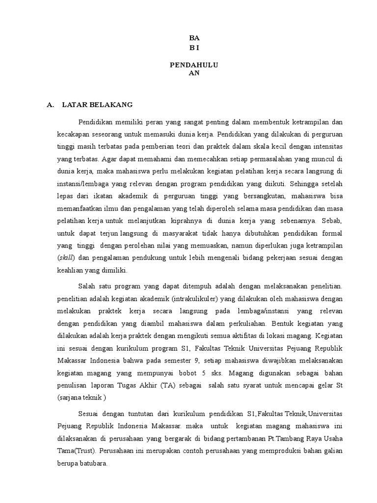 Contoh Proposal Magang Isi | PDF