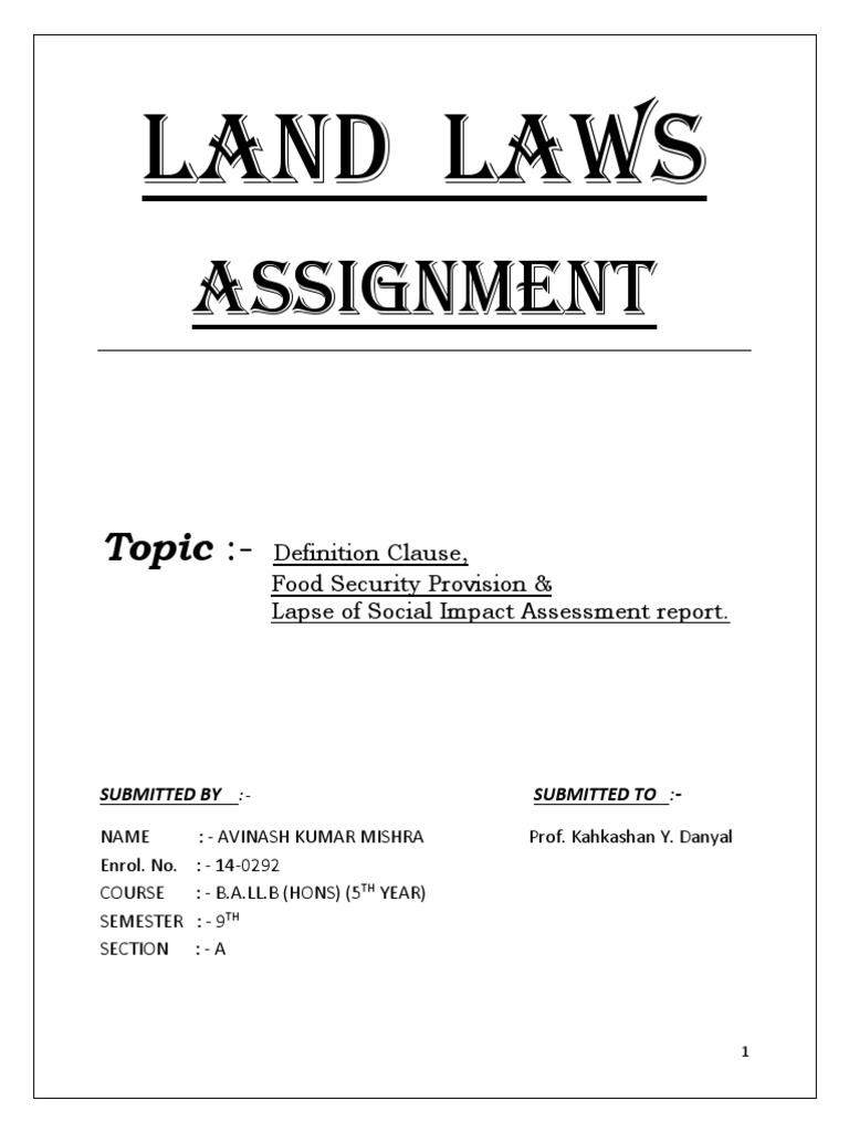 Land Law Assignment | Eminent Domain | Government