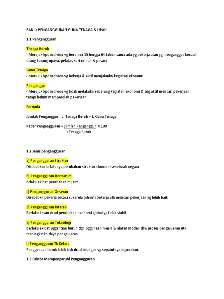 Nota Ringkas Ekonomi Malaysia | PDF