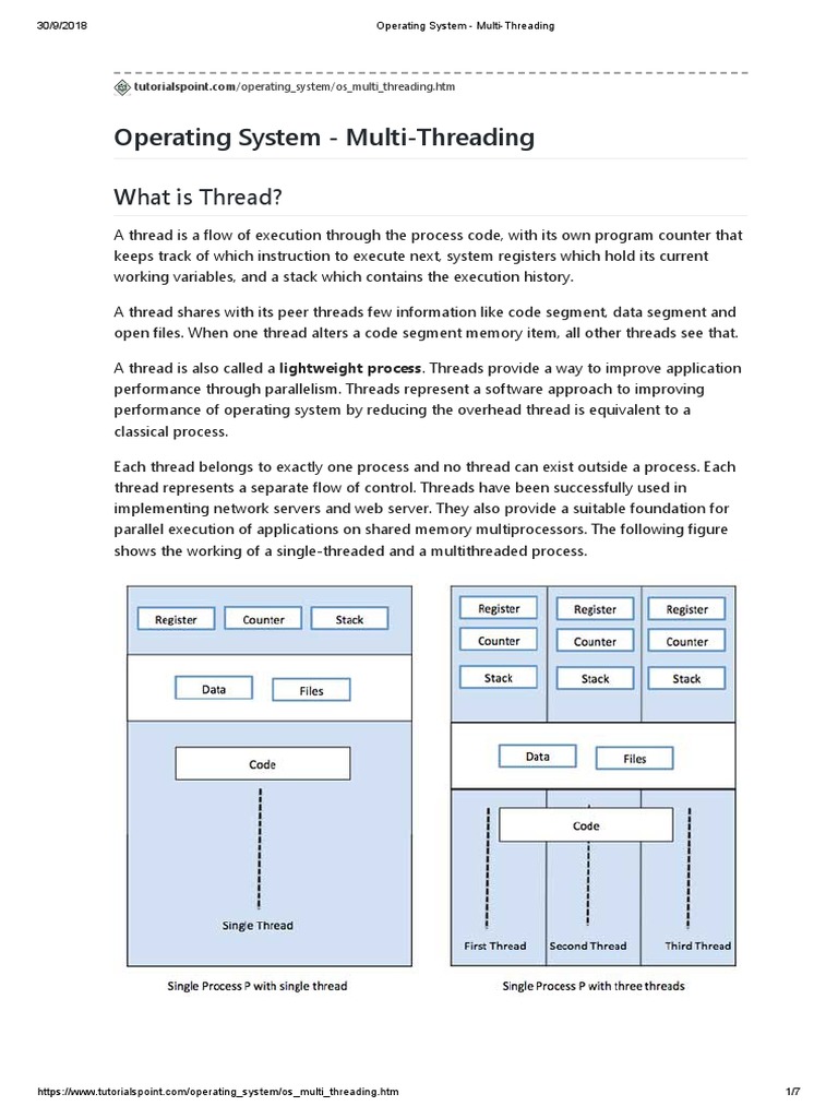 Operating System Multi Threading Pdf Thread Computing Process Computing