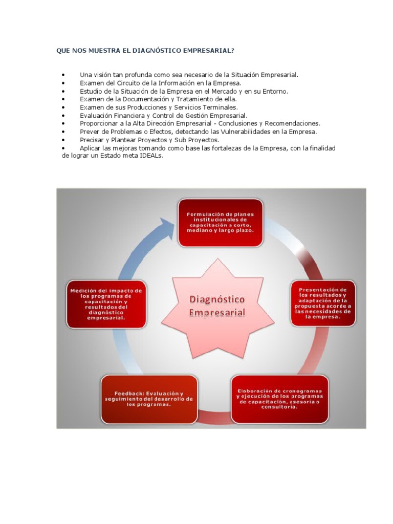 Que Nos Muestra El Diagnóstico Empresarial Pdf Prueba Evaluación