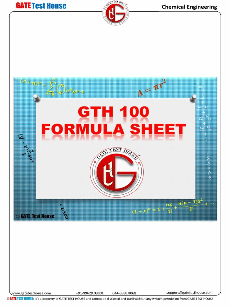 Chemical Engineering Formulas PDF | PDF