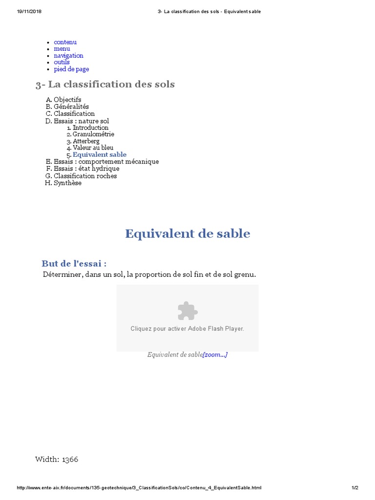Classification des sols : Équivalent sable | PDF